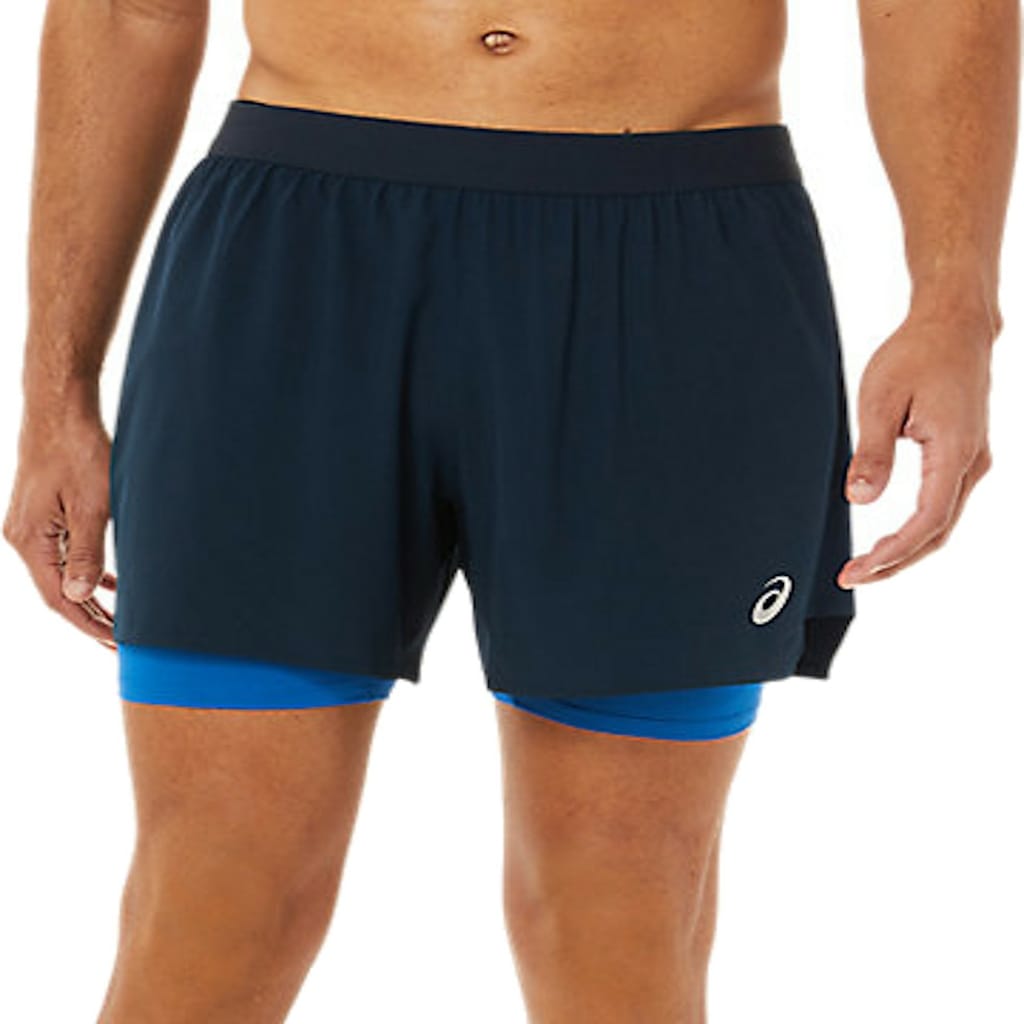 Asics Road 2In1 5 Inches Short Noir. Bleu | Lepape